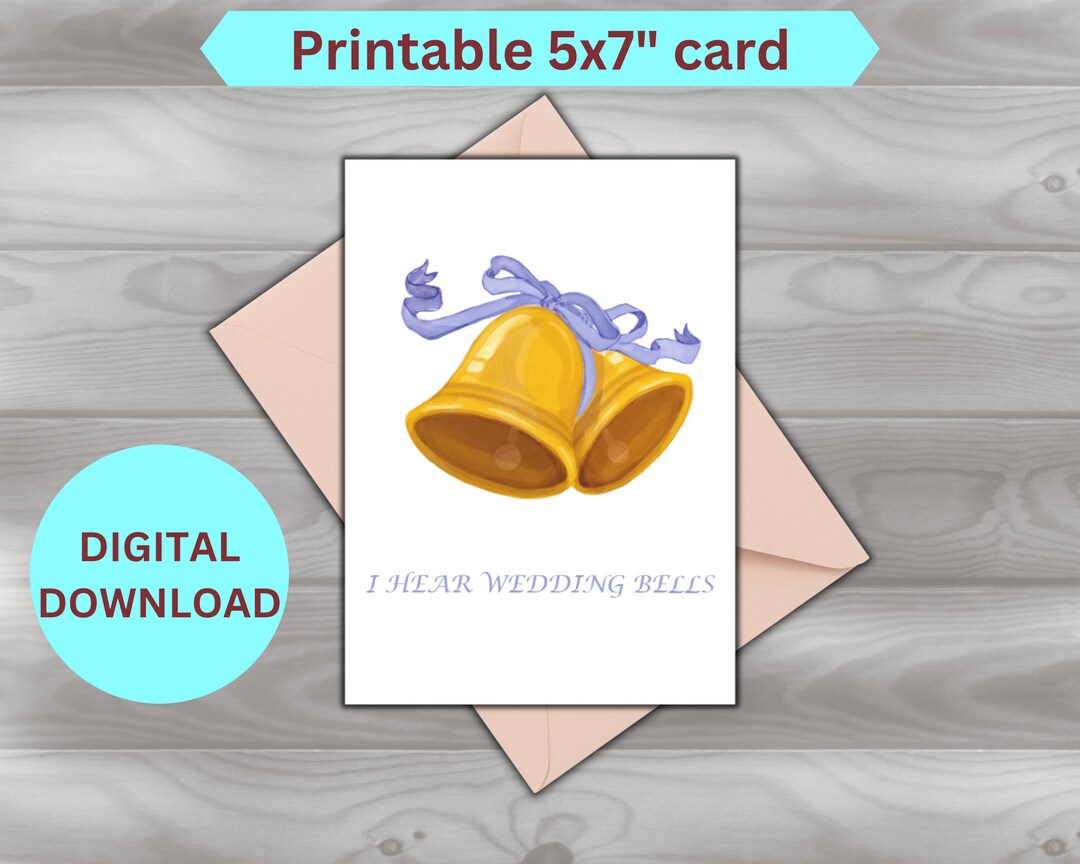 Wedding Bells Card Printable Greeting Card 5x7 Inch Card - Etsy