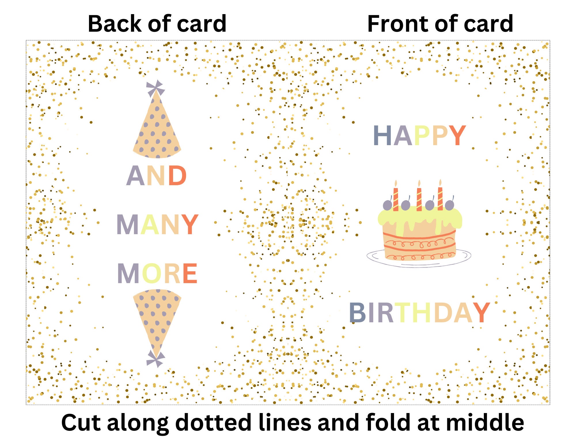 Birthday Cake Greeting Card, Printable Greeting Card, Happy Birthday ...