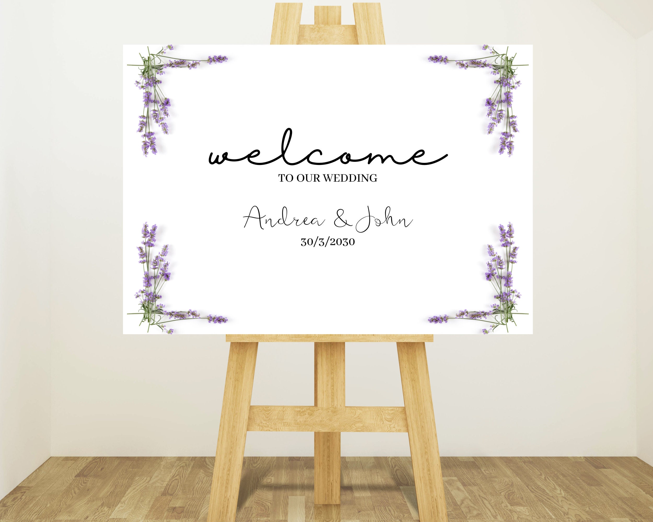 Editable Welcome Sign, Welcome Sign Template, Lavender Wedding Welcome ...