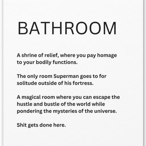 Bathroom Definition Print, Restroom Decor, Wall Art, Printable - Etsy