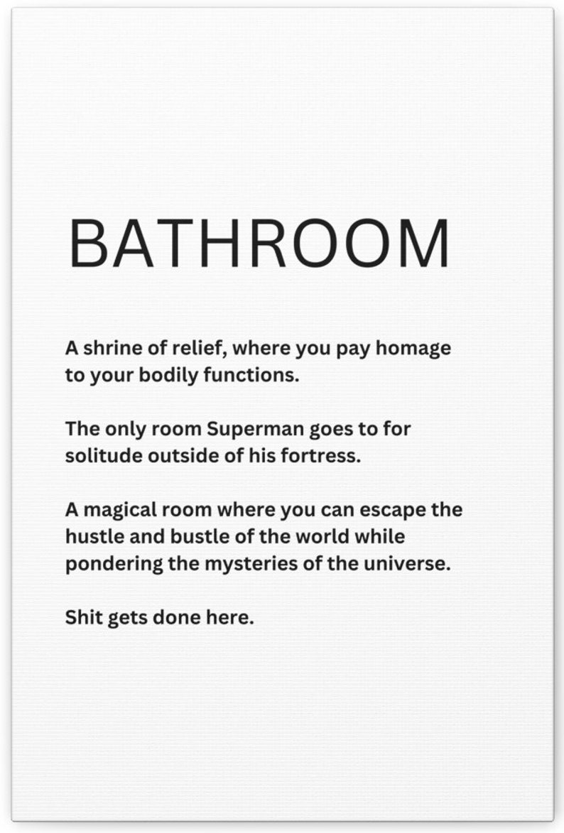 Bathroom Definition Print, Restroom Decor, Wall Art, Printable - Etsy