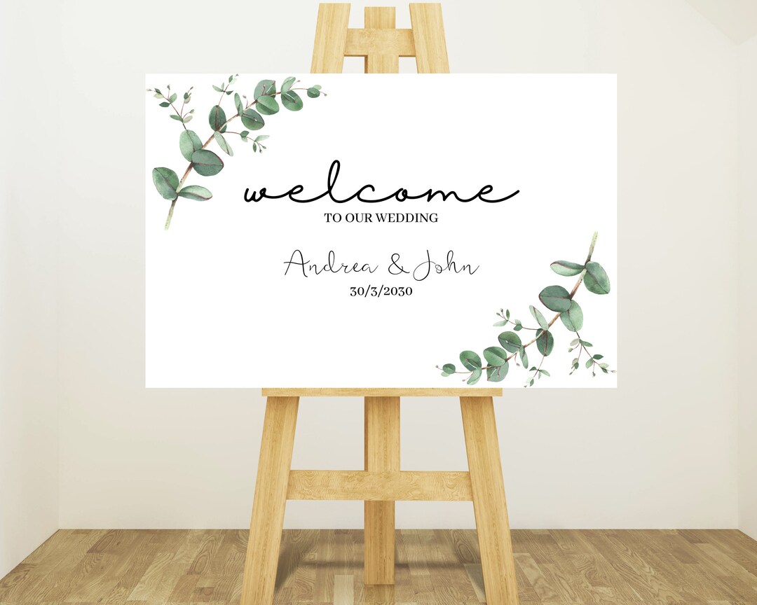 Editable Welcome Sign, Welcome Sign Template, Eucalyptus Greenery ...