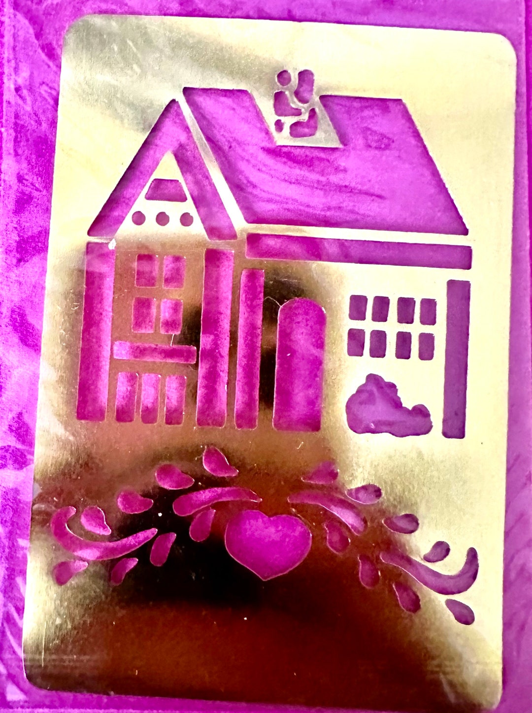 Nicole Brand Brass Stencil House and Flowers - Etsy