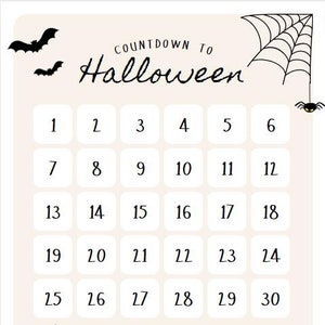 Halloween Countdown Calendar Spooky Fun Countdown to Halloween ...