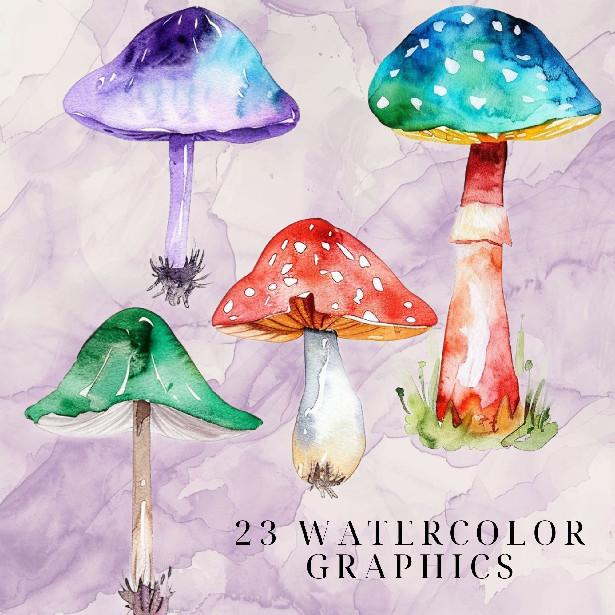 Watercolor Mushroom Clipart Nature Mushroom Scrapbooking Craft Clipart ...