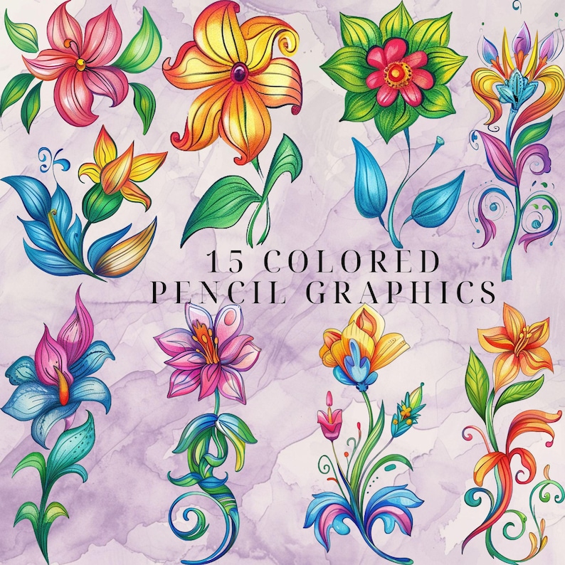 Colored Flower Clipart Nature Flower Scrapbooking Craft Clipart Bright ...