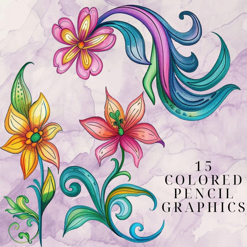 Colored Flower Clipart Nature Flower Scrapbooking Craft Clipart Bright ...