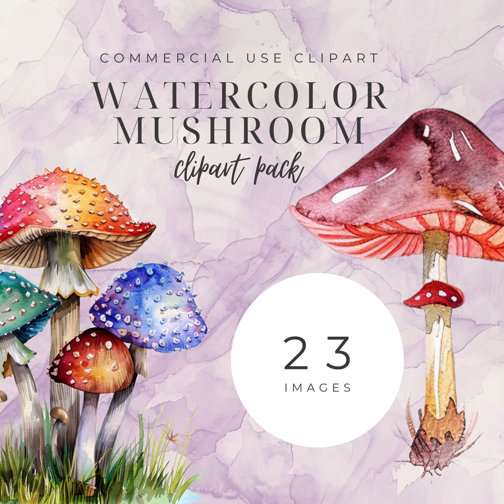 Watercolor Mushroom Clipart Nature Mushroom Scrapbooking Craft Clipart ...