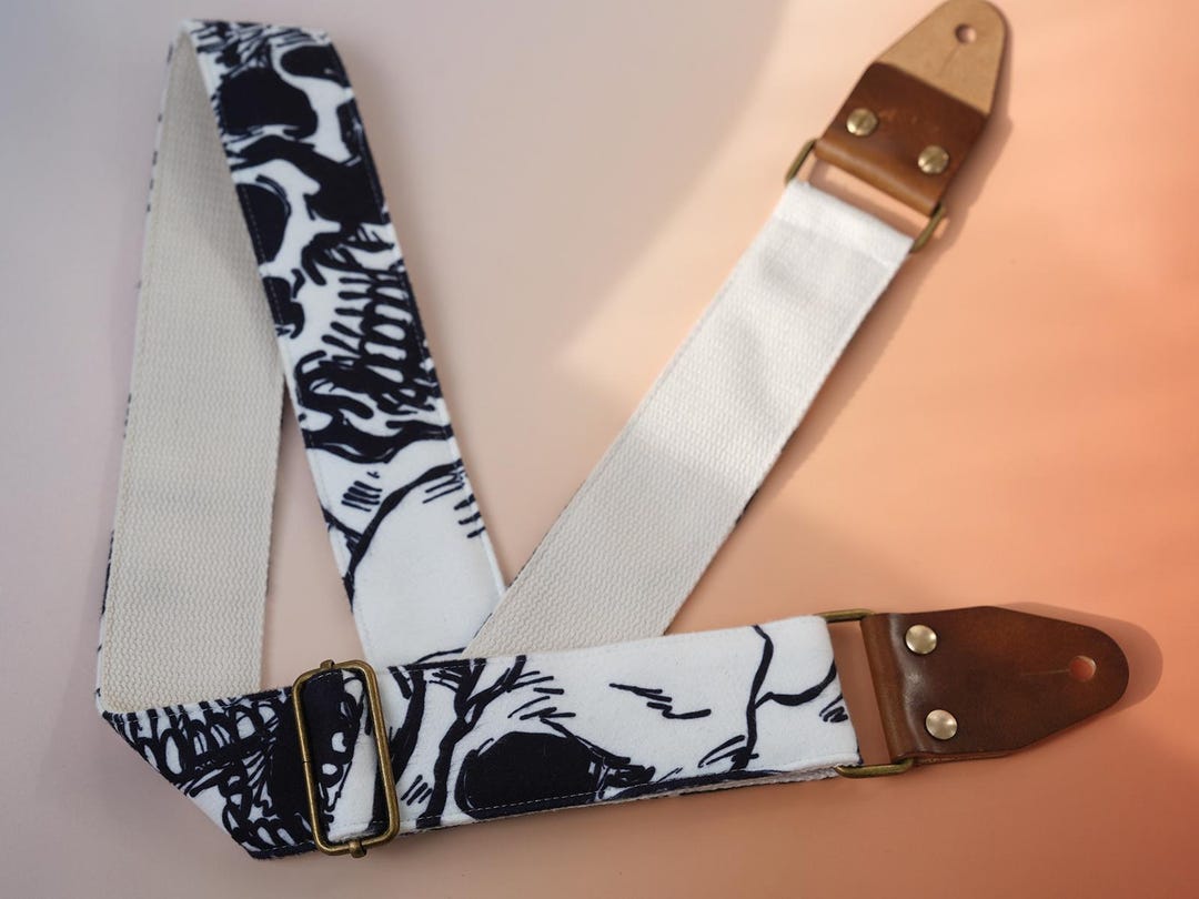 Unique Graphic Guitar Strap, Custom Genuine Leather Tips With Name ...