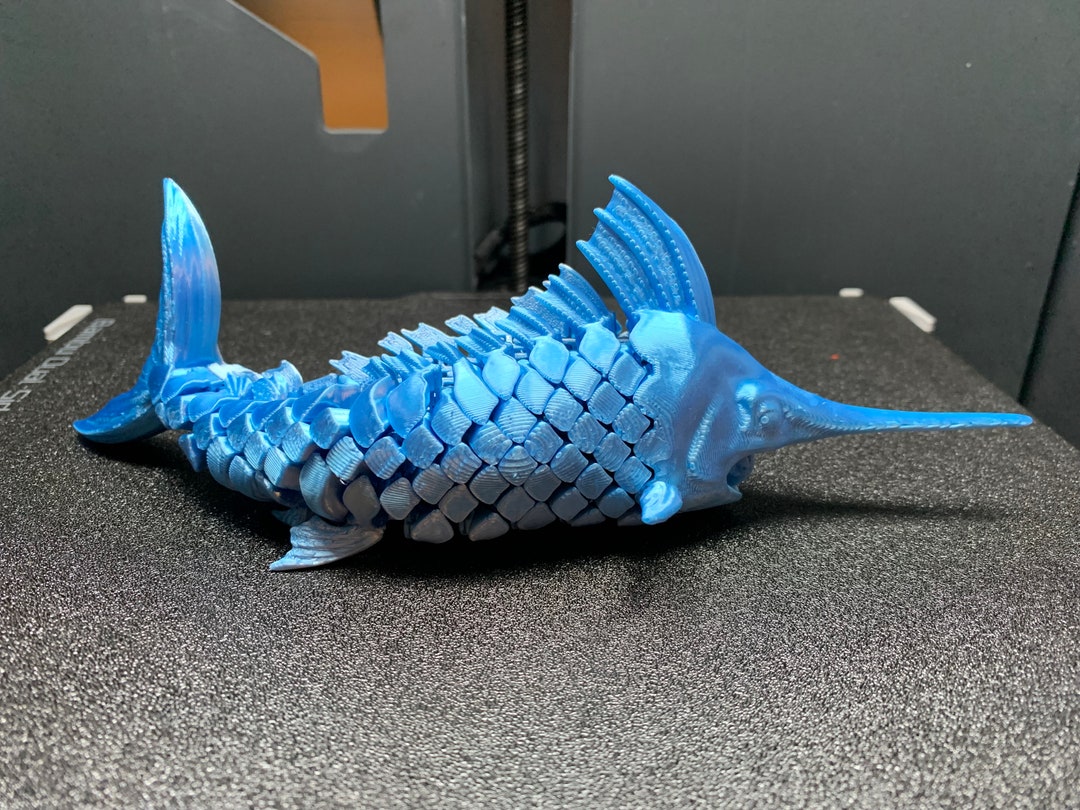 Fidget Marlin, 3D Printed Articulating Marlin Fish Flexi Fidget Toy for ...