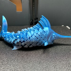 Fidget Marlin, 3D Printed Articulating Marlin Fish Flexi Fidget Toy for ...