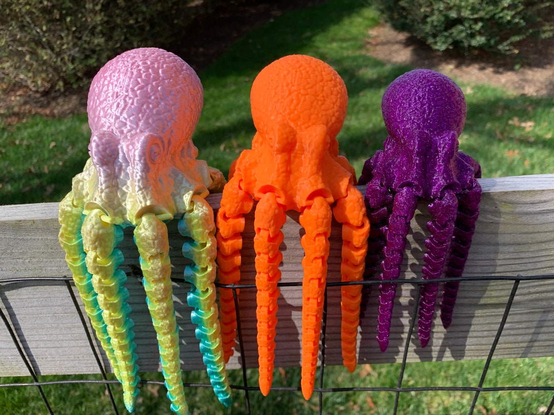 Octopus Fidget Toy, Lifelike Articulating 3D Printed Octopus Fidget ...