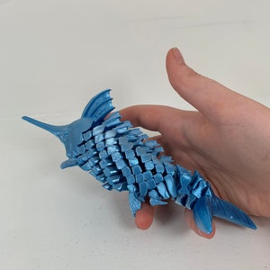 Fidget Marlin, 3D Printed Articulating Marlin Fish Flexi Fidget Toy for ...
