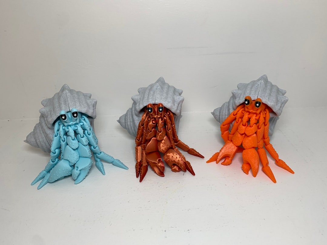 Hermit Crab, 3D Printed Articulating Hermit Crab and Shell Fidget Toy ...