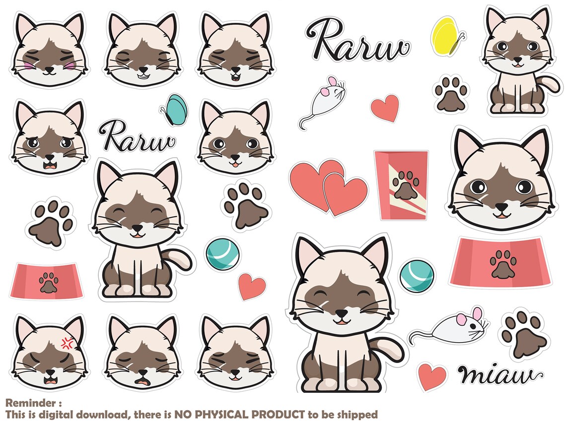 Cute and Colorful Cat Stickers Digital Stickers Cat Stickers Cat Lover ...