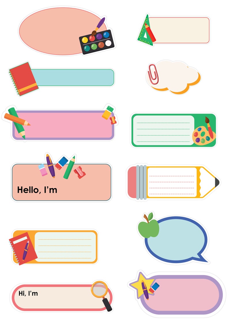 Cute Digital Name Label Stickers Cute Name Label Book Label Digital ...