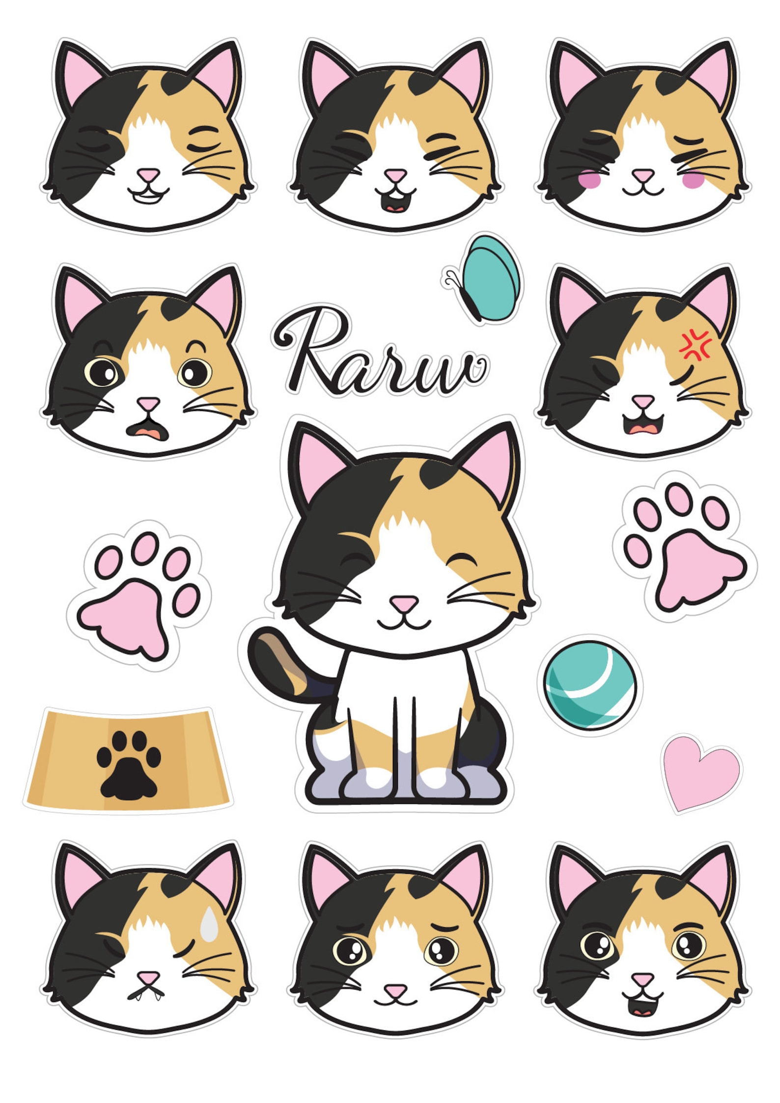 Cute and Colorful Cat Stickers Digital Stickers Cat Stickers Cat Lover ...
