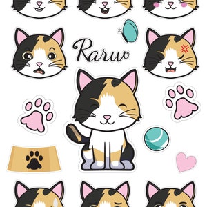 Cute and Colorful Cat Stickers Digital Stickers Cat Stickers Cat Lover ...