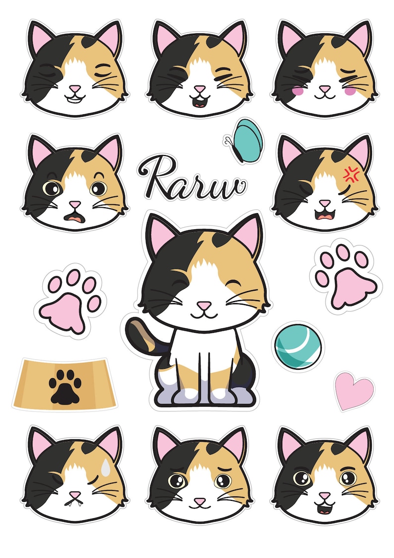 Cute and Colorful Cat Stickers Digital Stickers Cat Stickers Cat Lover ...