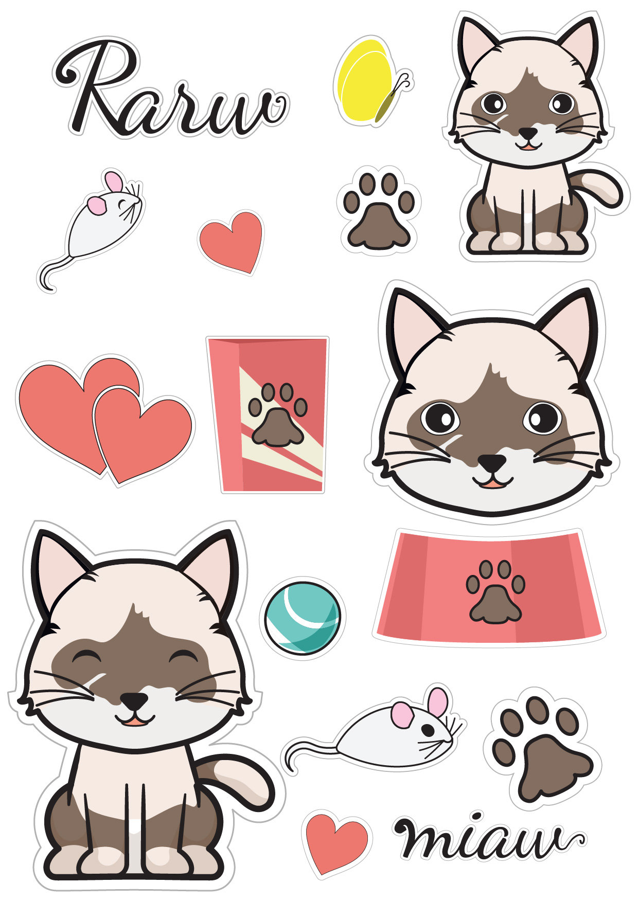 Cute and Colorful Cat Stickers Digital Stickers Cat Stickers Cat Lover ...