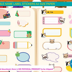 Cute Digital Name Label Stickers Cute Name Label Book Label Digital ...