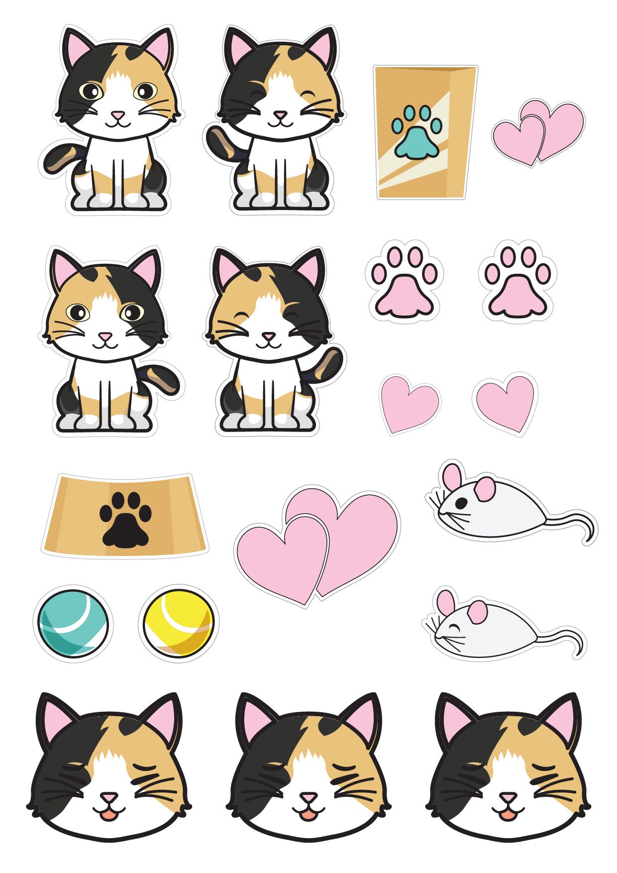 Cute and Colorful Cat Stickers Digital Stickers Cat Stickers Cat Lover ...