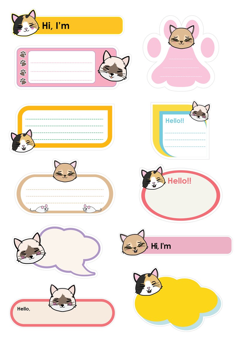 Cute Digital Name Label Stickers Cute Name Label Book Label Digital ...