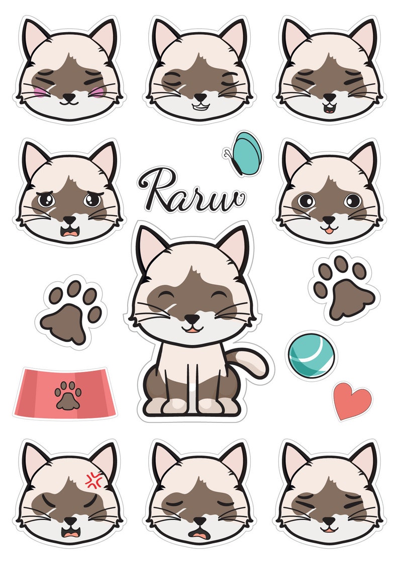Cute and Colorful Cat Stickers Digital Stickers Cat Stickers Cat Lover ...