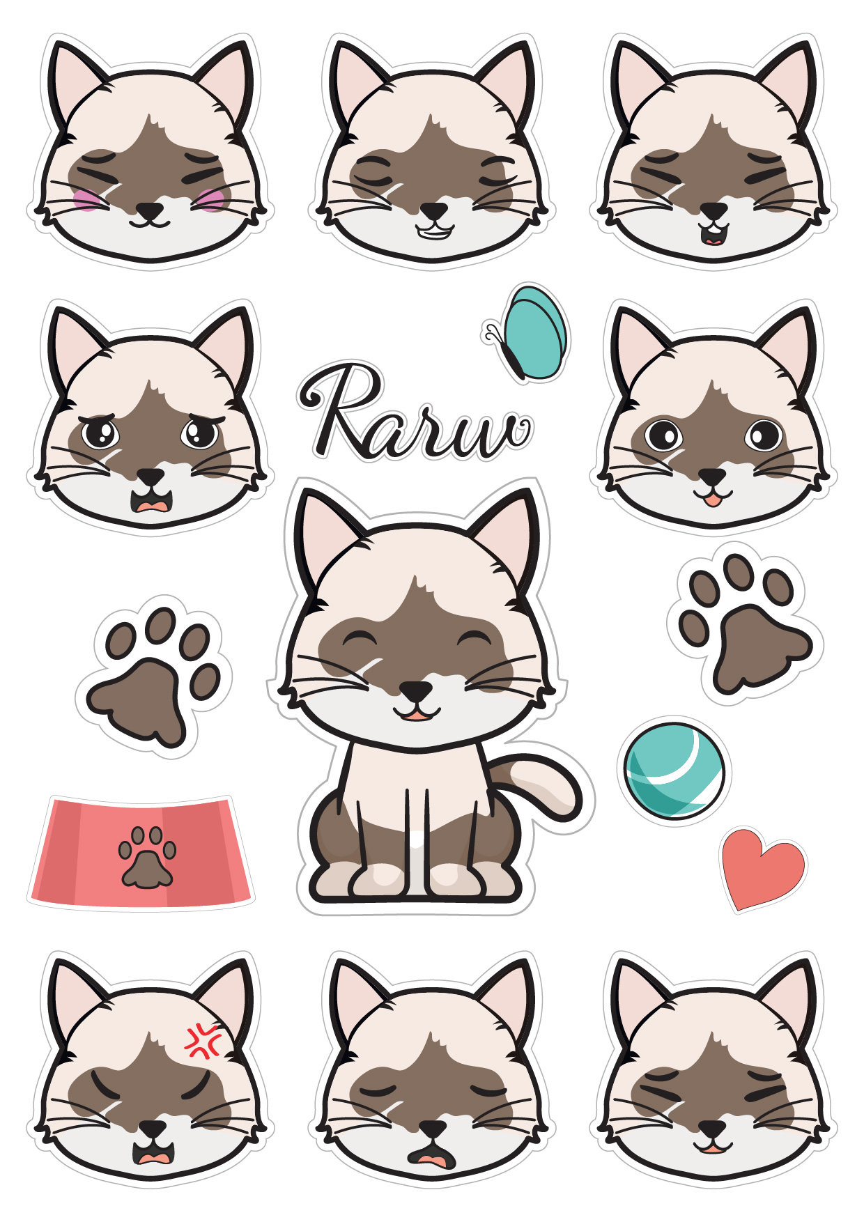 Cute and Colorful Cat Stickers Digital Stickers Cat Stickers Cat Lover ...
