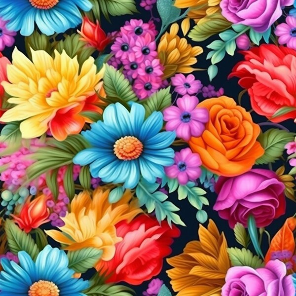 Vibrant Floral Wallpaper - Etsy