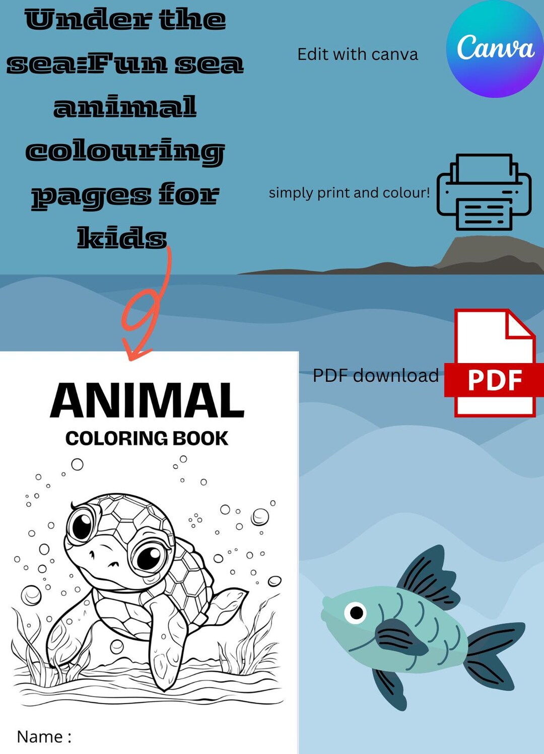 Under the Sea Coloring Fun: Printable Ocean Animal Pages for Kids! - Etsy