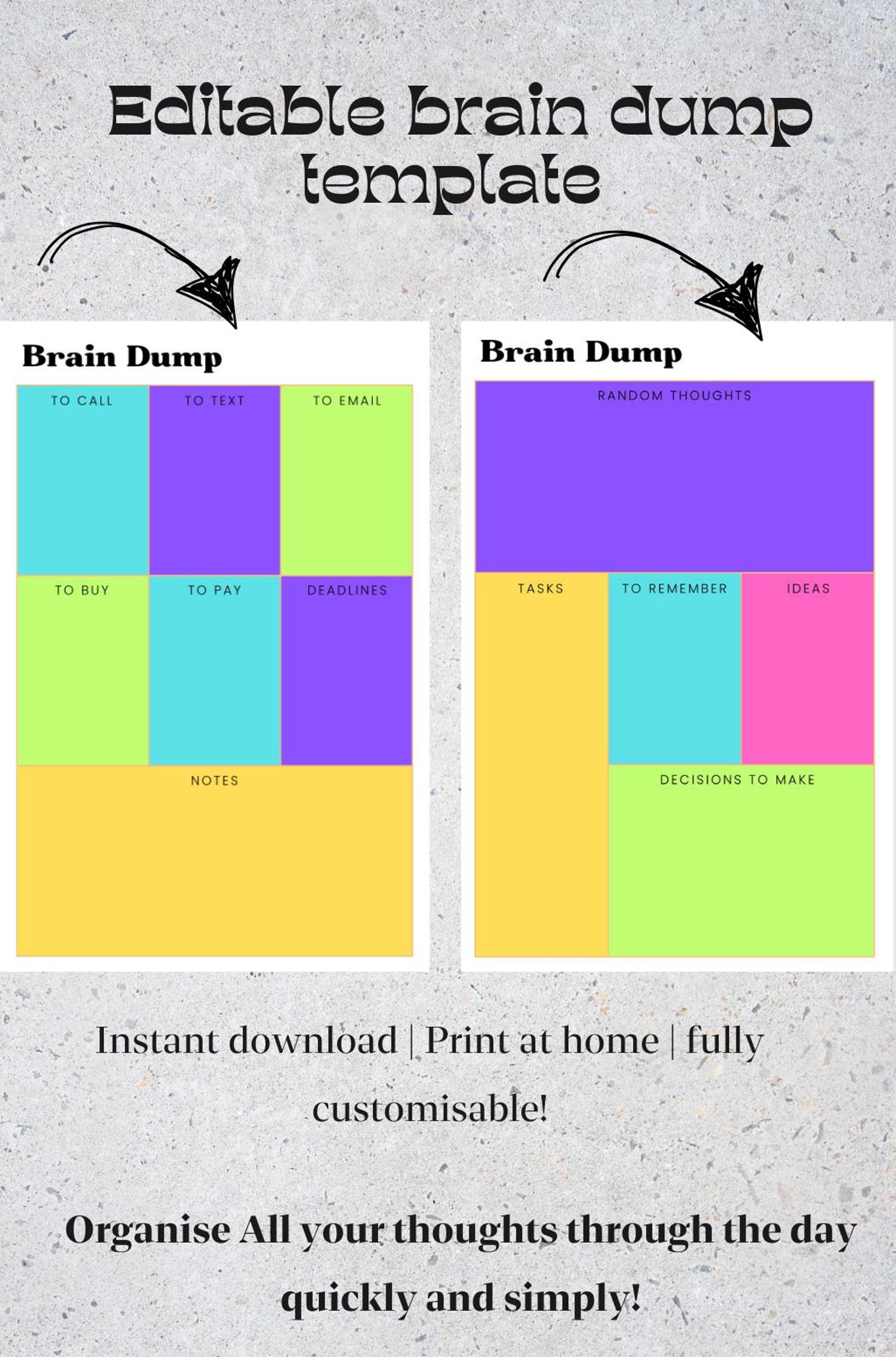 Ultimate Brain Dump Planner | Digital Download | Printable PDF | Mind ...