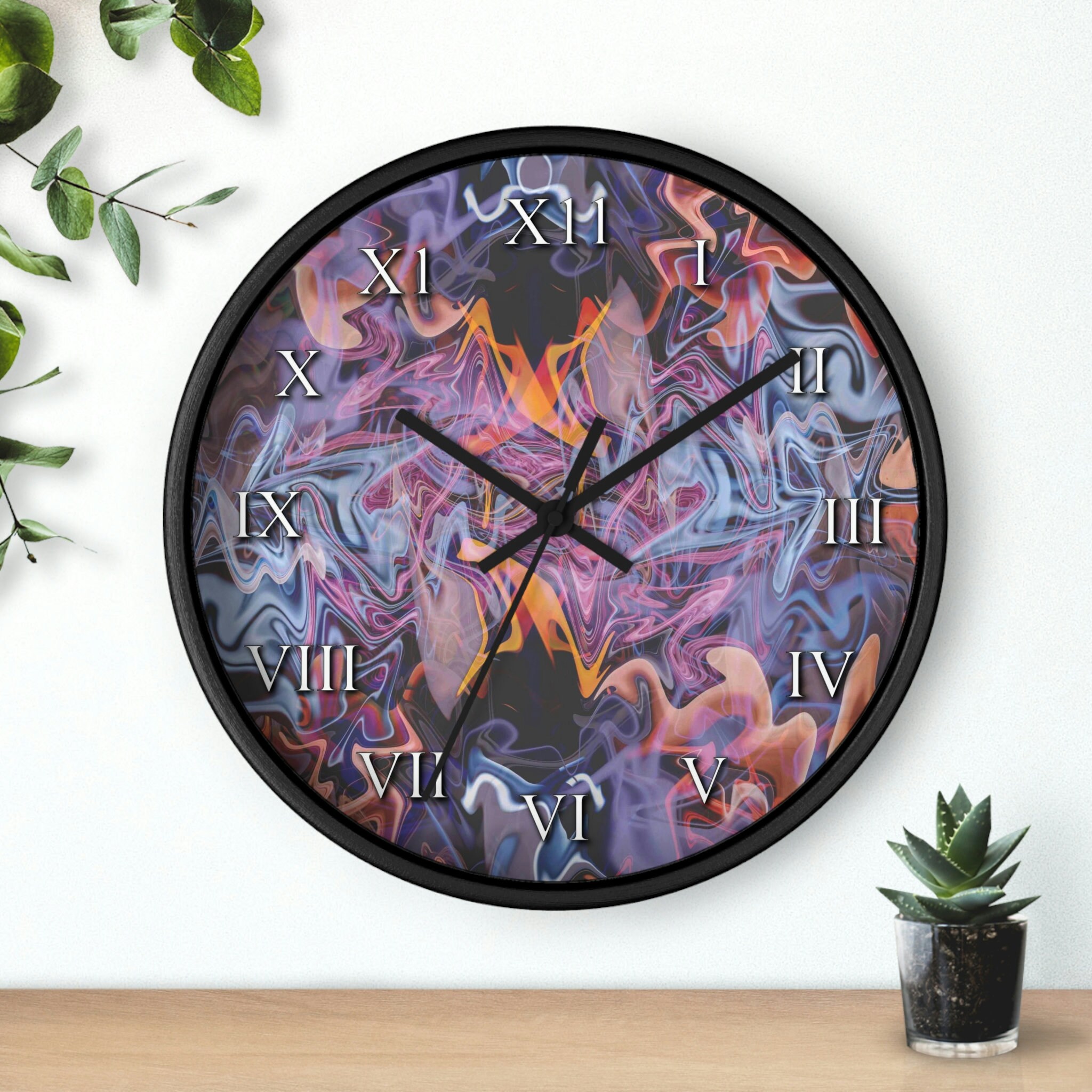 Wall Clock Abstract Art Wall Clock Vibrant Colors Wall - Etsy