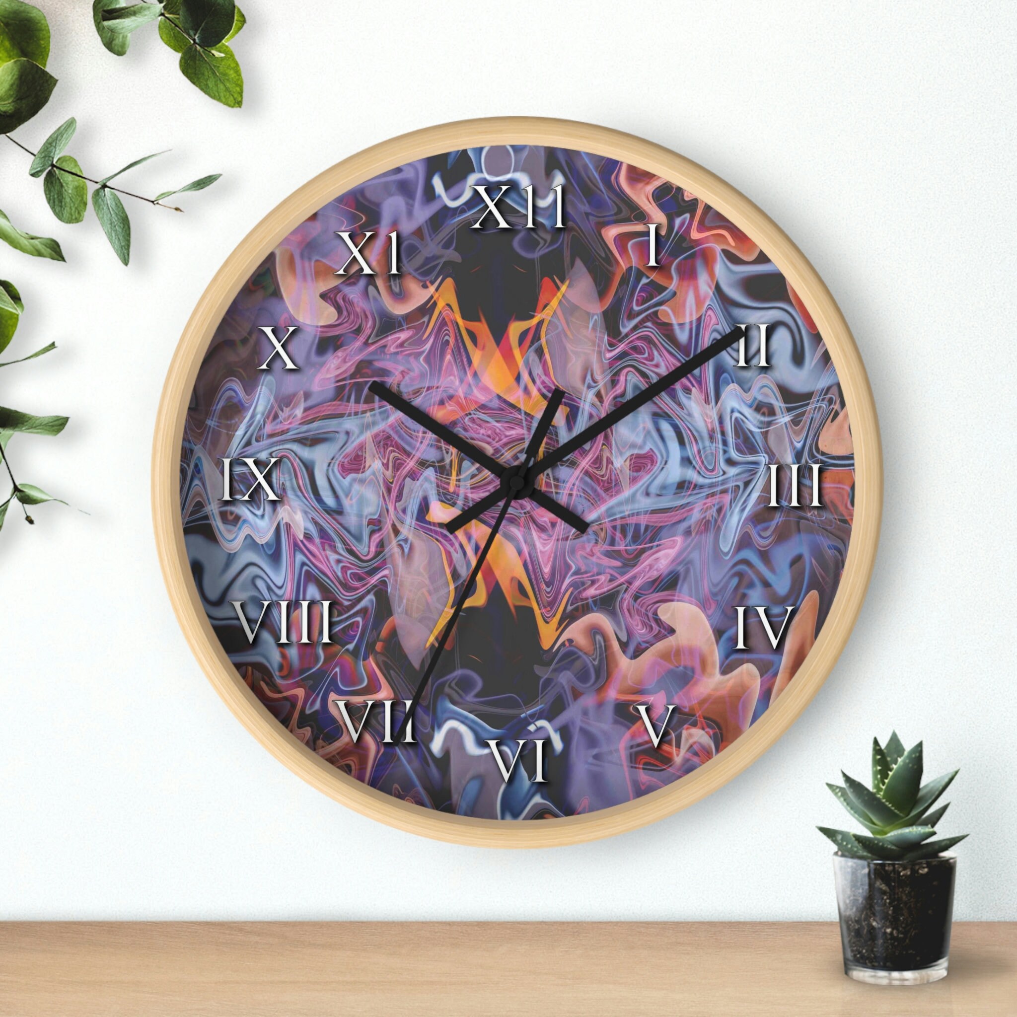 Wall Clock Abstract Art Wall Clock Vibrant Colors Wall - Etsy