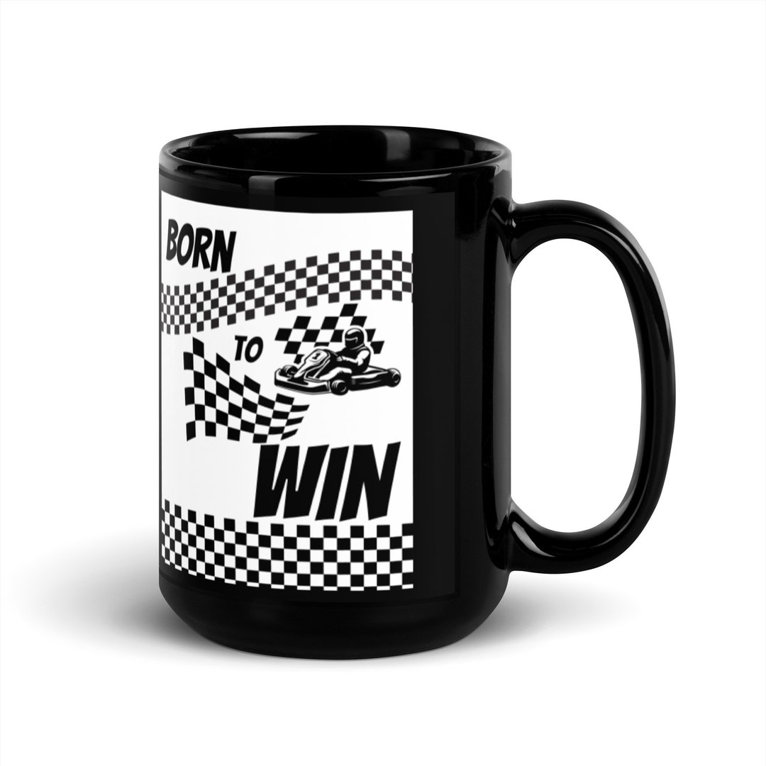 Born to Win Inspirational Black & White Black Glossy Mug 15 Ounce - Etsy