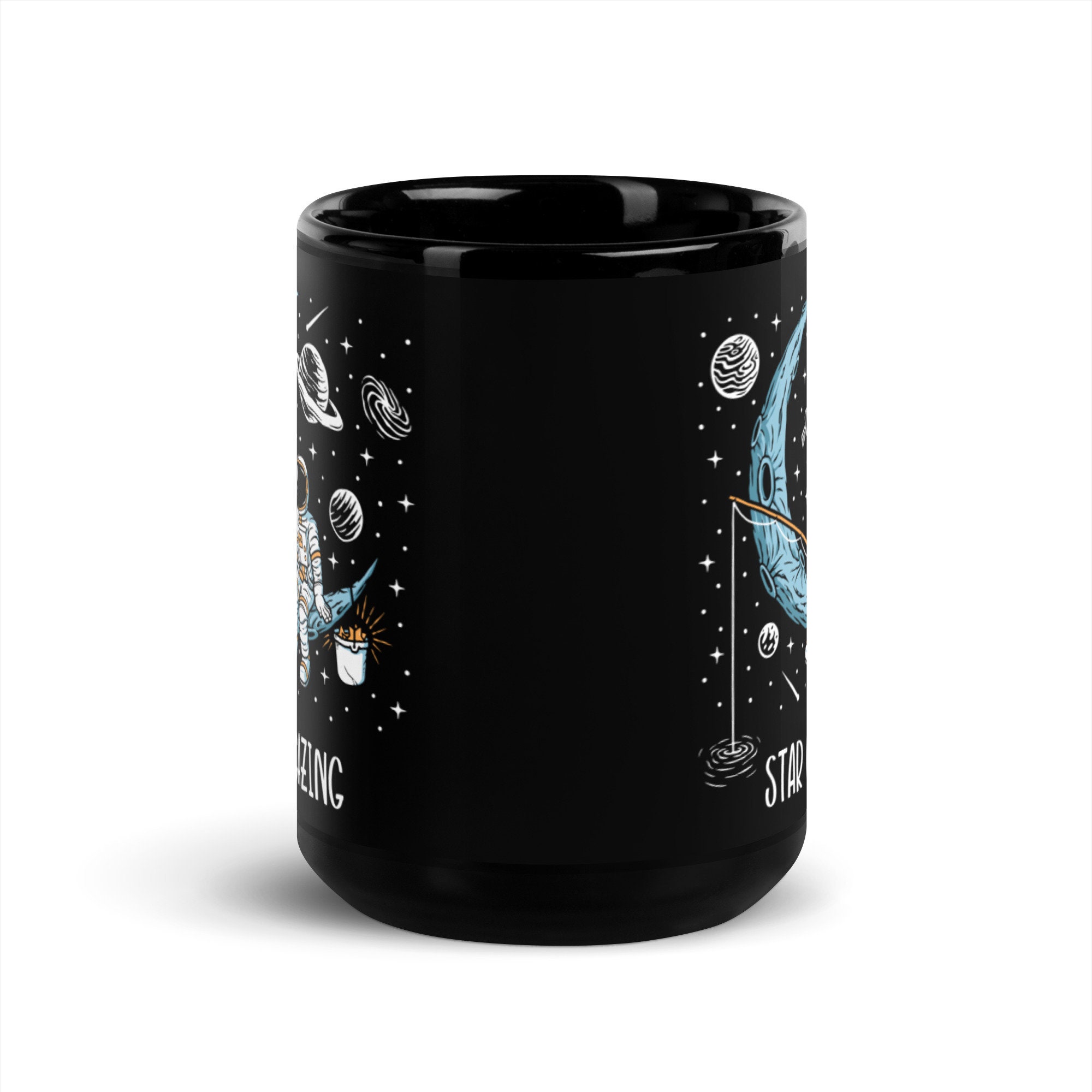 Star Gazing Astronaut Space Black Glossy Sci-fi Mug 15 Ounce - Etsy