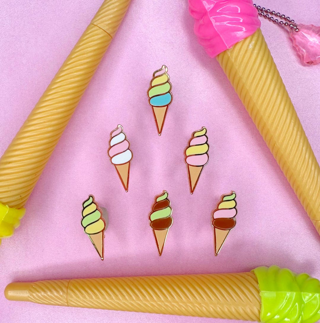 Ice Cream Cone Enamel Pins - Etsy