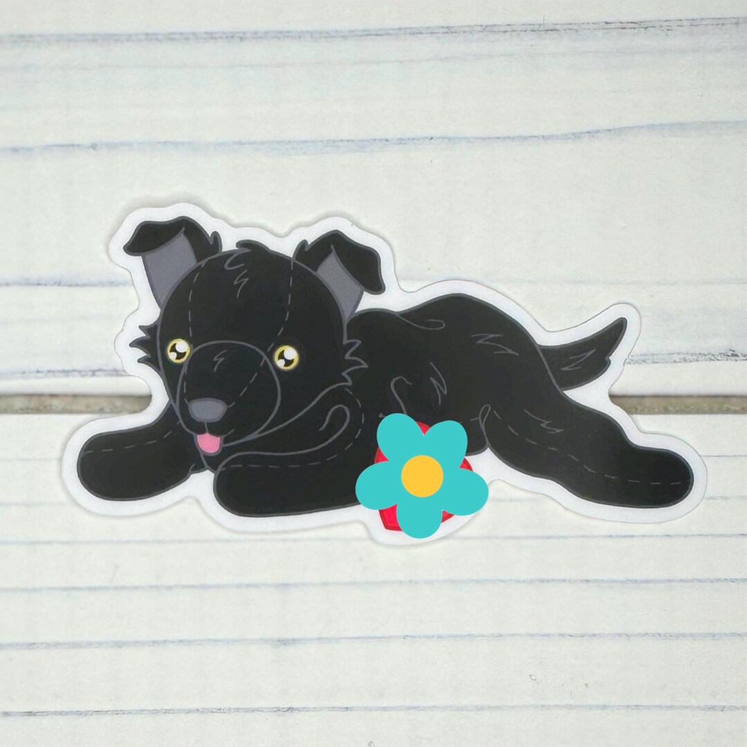 Black Dog Plushie Sticker - Etsy