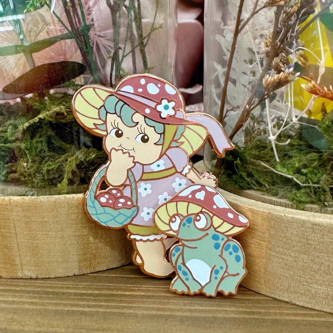 Cottage Core Kewpie Babe With Frog Enamel Pin Set - Etsy