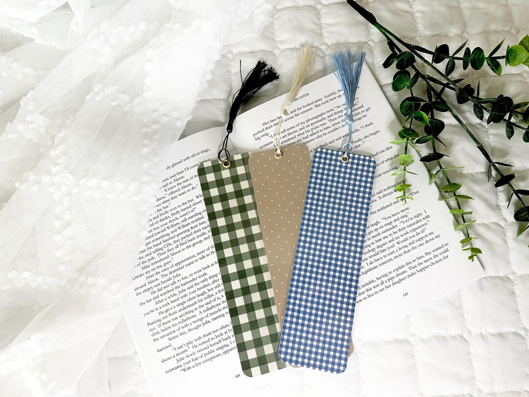 Gingham & Polka Dot Bookmark Set: Laminated Card Stock, Bookworm Gift ...