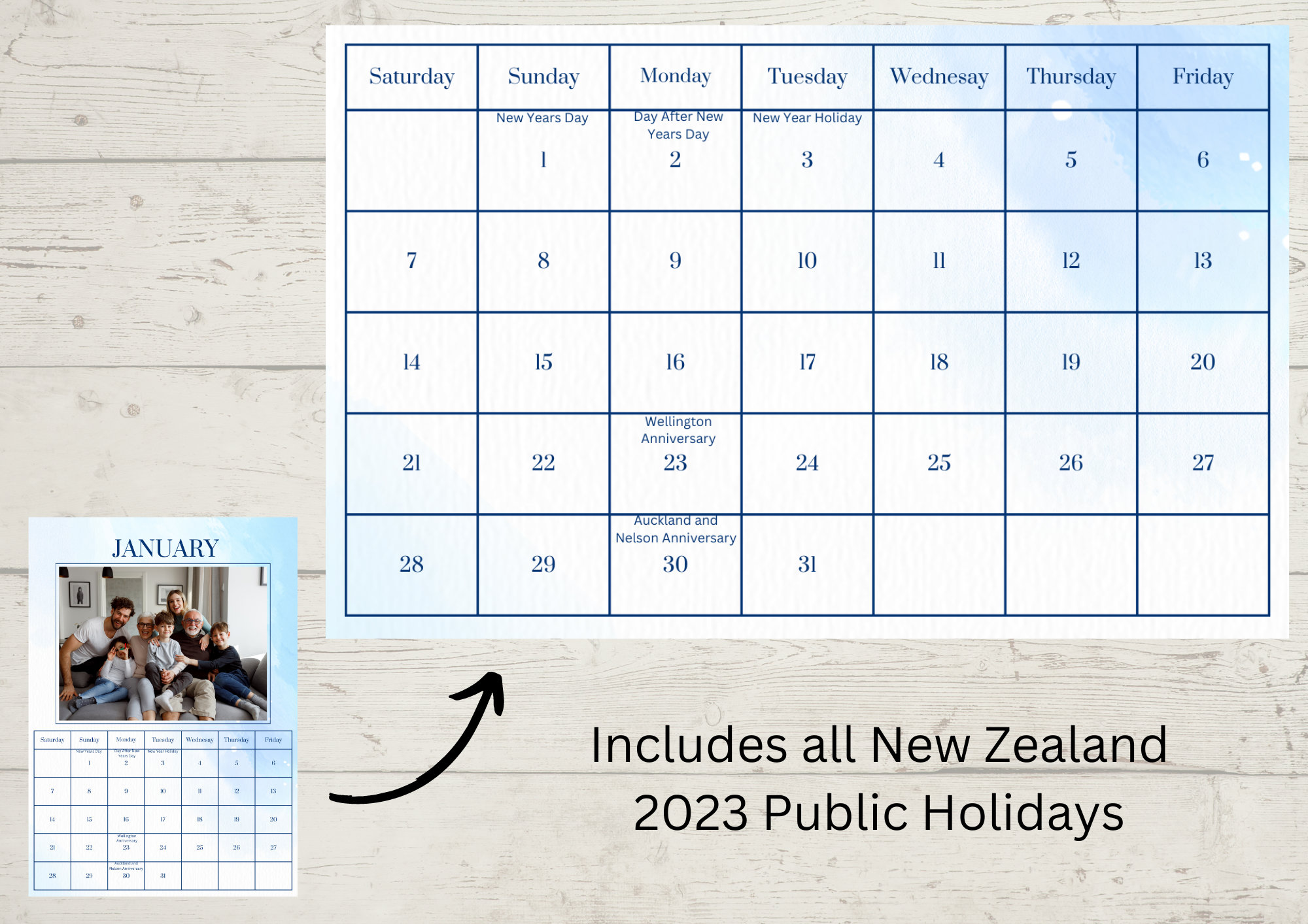 Printable New Zealand 2023 Calendar Template - Etsy