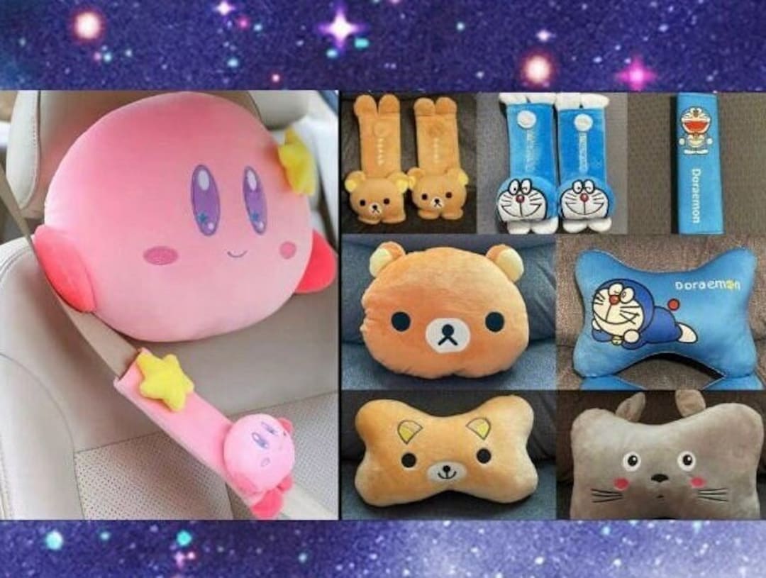 Rilakkuma Kirby Totoro Doraemon Car Headrest Pillows Seatbelt Covers - Etsy