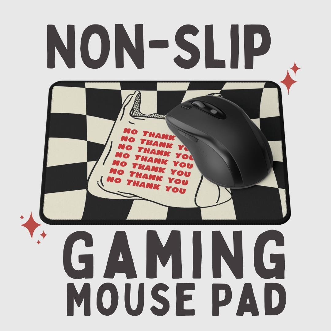 Wavy Checkerboard Mouse Pad: No Thank You Plastic Bag Print - Etsy