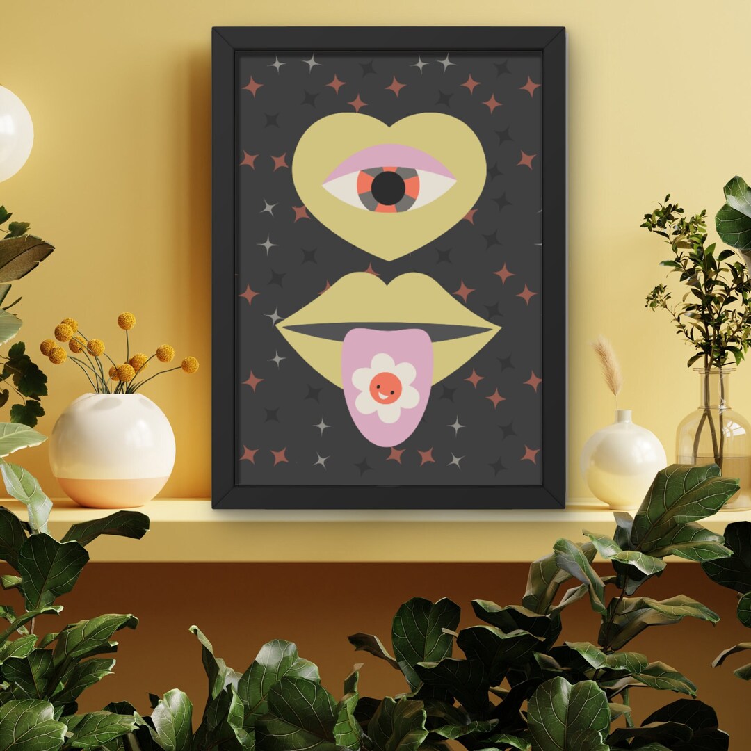 Daisy Tripping Wall Art - Quirky Home Decor, Colorful Eyeball Design ...