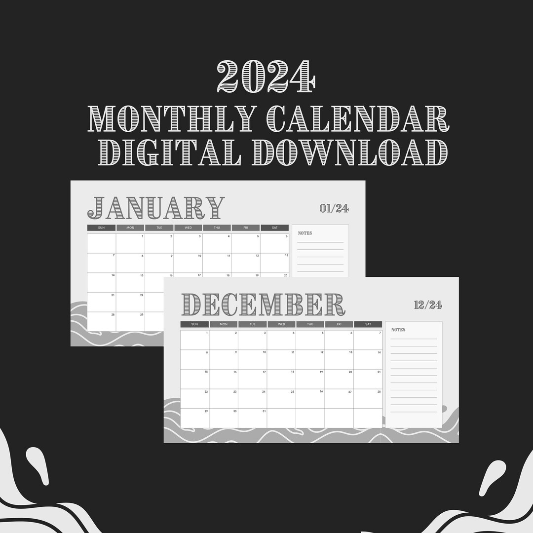 Monthly Calendar Digital Download Neutral Minimalist 2024, Printable ...