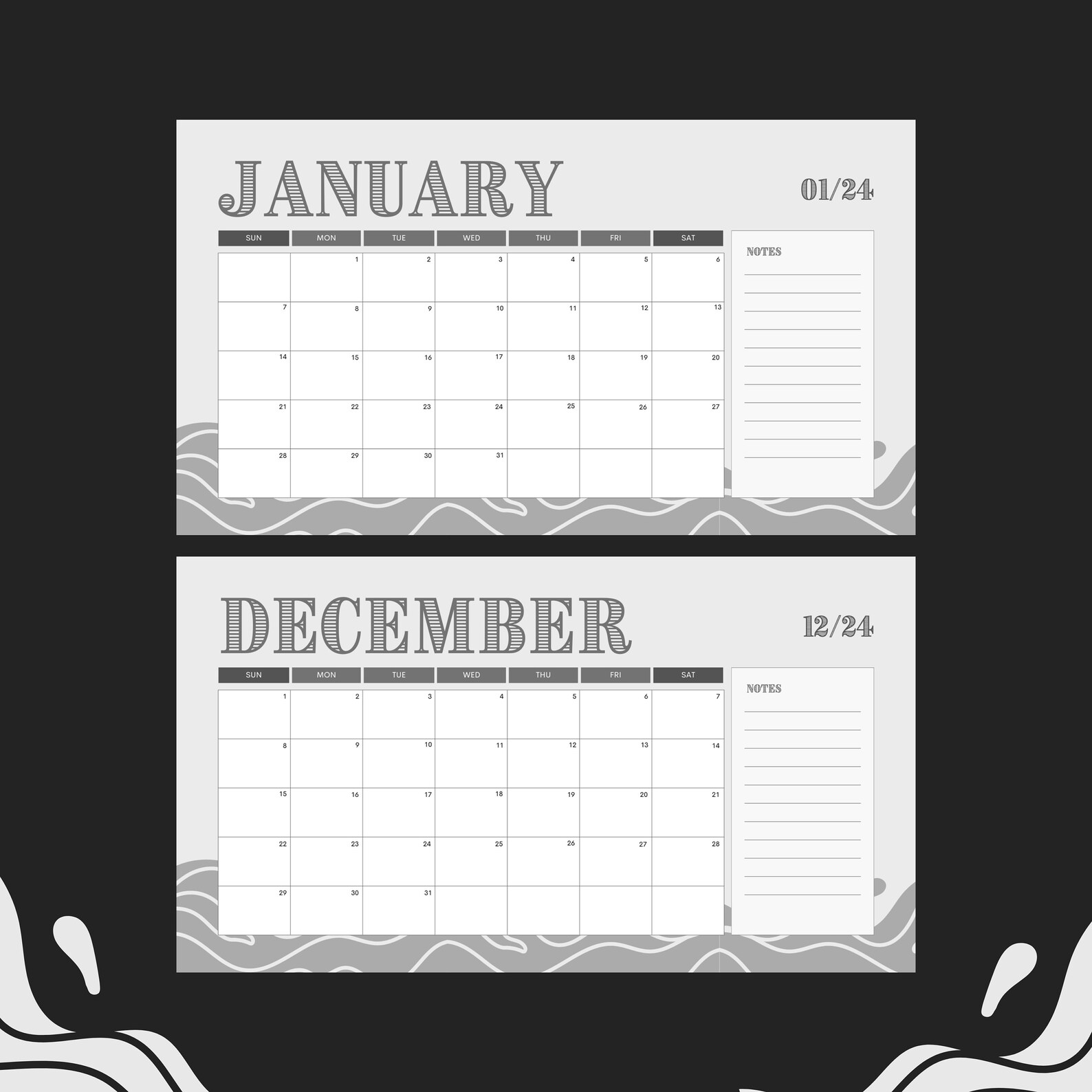 Monthly Calendar Digital Download Neutral Minimalist 2024, Printable ...
