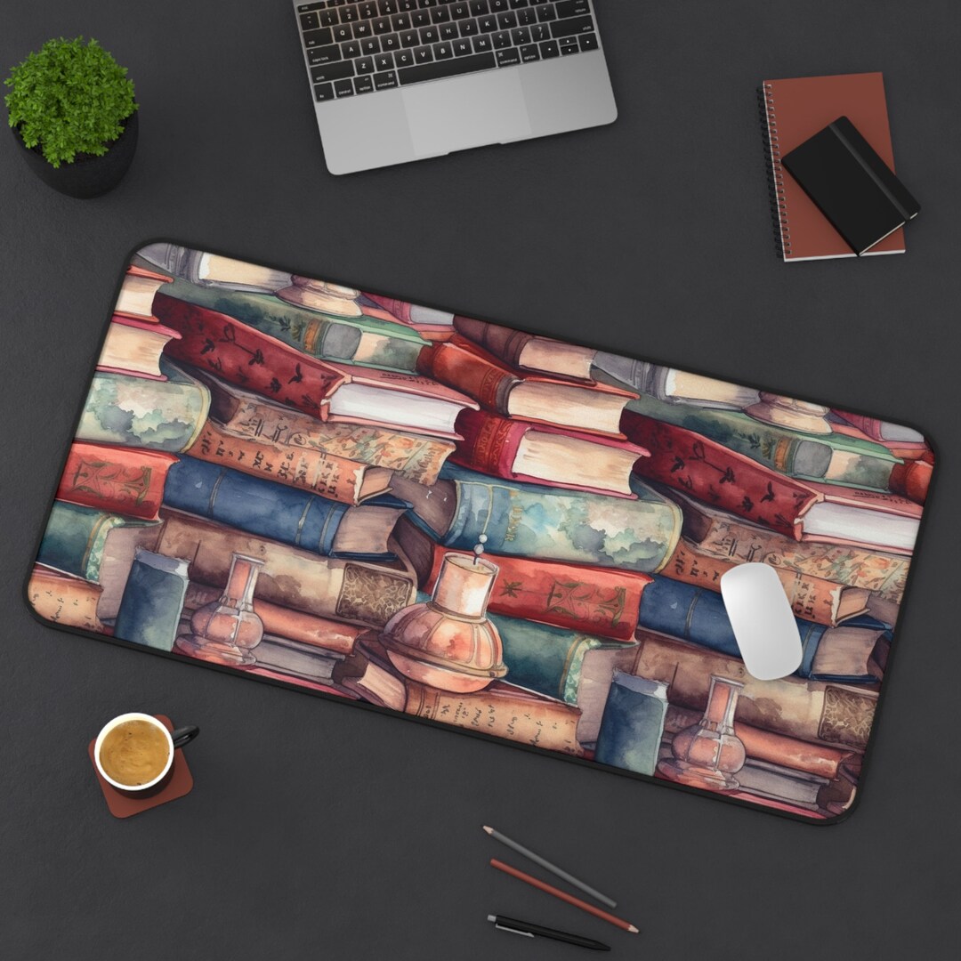 Book Desk Mat Aesthetic, Custom Desk Mat, Large Gaming Desk Mat, Craft ...