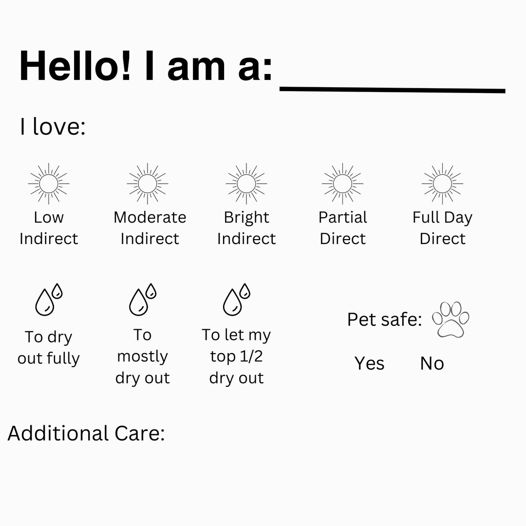 Plant Care Card - Etsy