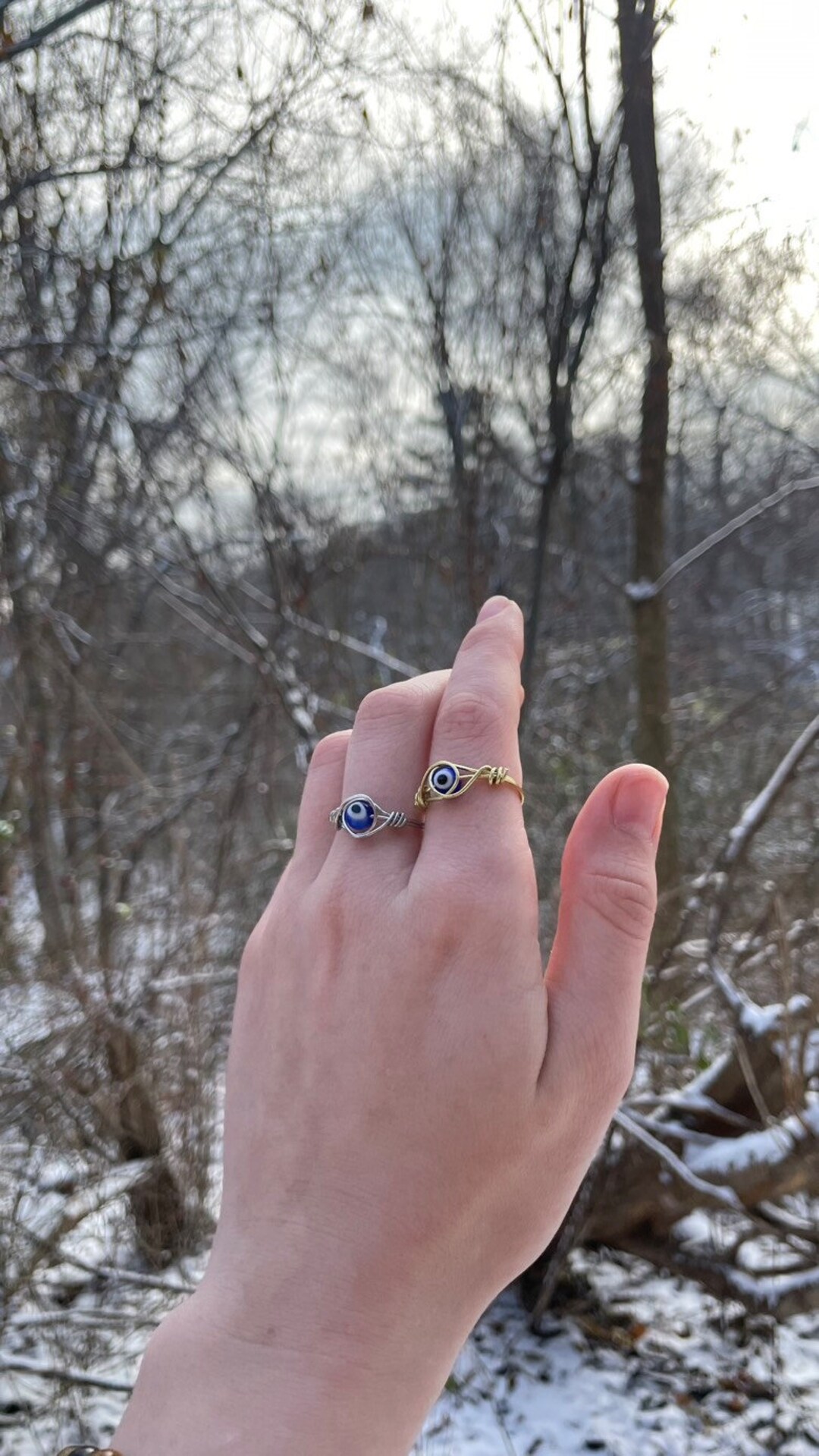 Evil Eye Wire Wrapped Ring Blue Eye Ring Simple Wrapped Evil - Etsy