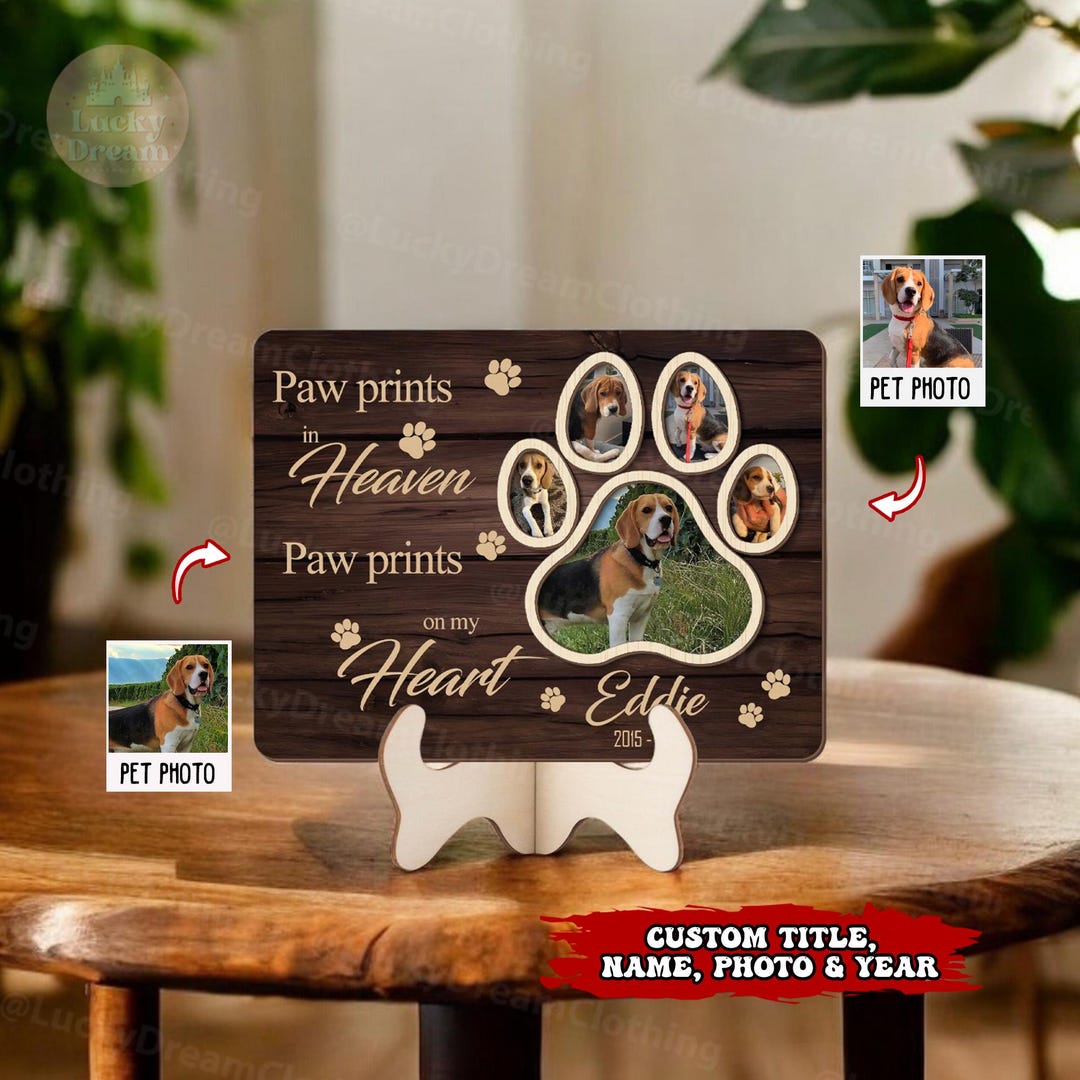 Personalized Photo Pet Memorial Wooden Sign, Custom Pet Remembrance ...